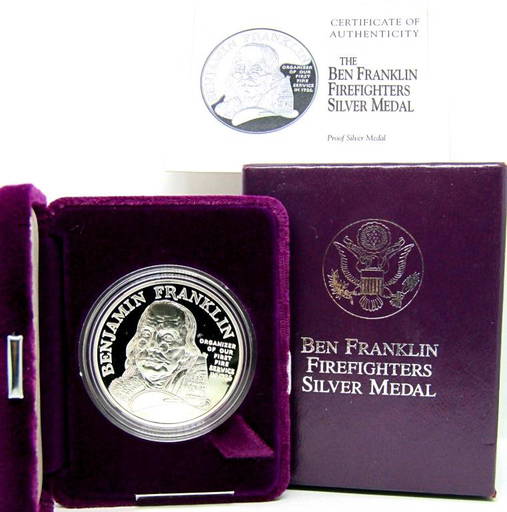 Us Mint Ben Franklin Firefighter Silver Proof