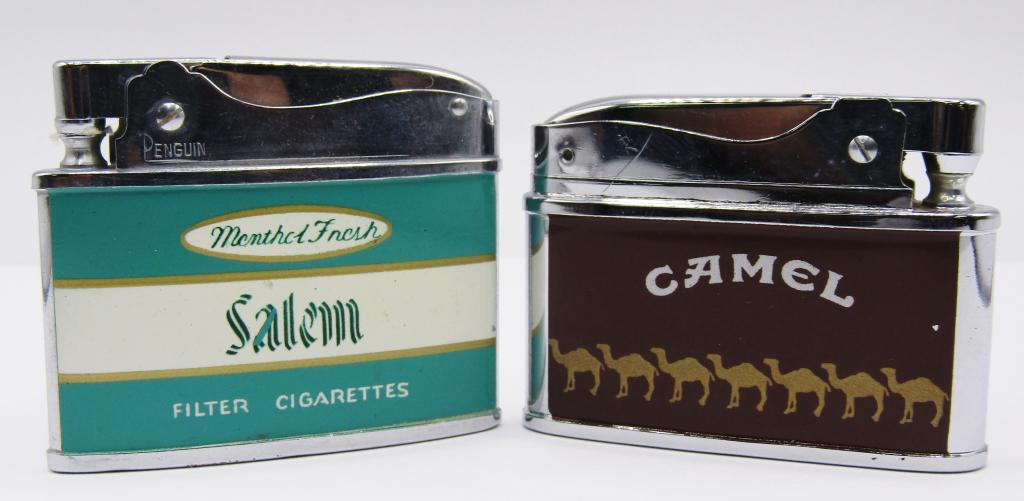 (2) Unstuck Flat Vintage Advertising Lighters;