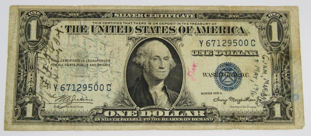 1935 $1 SILVER CERT "SHORT SNORTER" NOTE (#0112) on May 19, 2022 ...