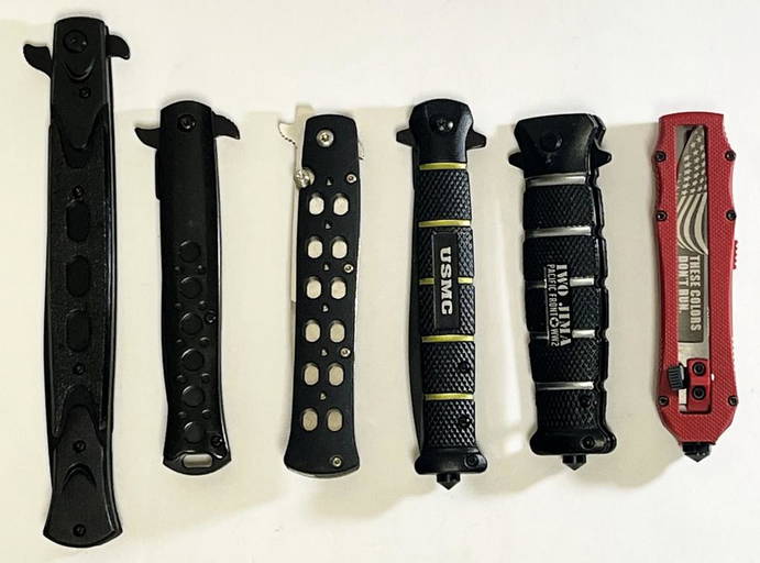 (6) MILITARY / SPRING ACTION FLIP OPEN KNIVES (#0255) on Jun 09, 2022 ...