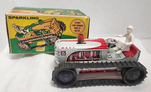 Vintage Marx Tin Wind Up Climbing Tractor