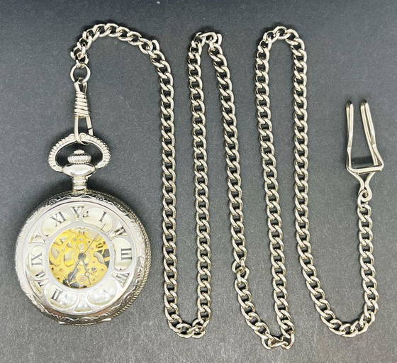 Skeleton Jeweled Pocket Watch