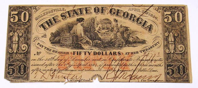 The State Of Georgia $50 Paper Note