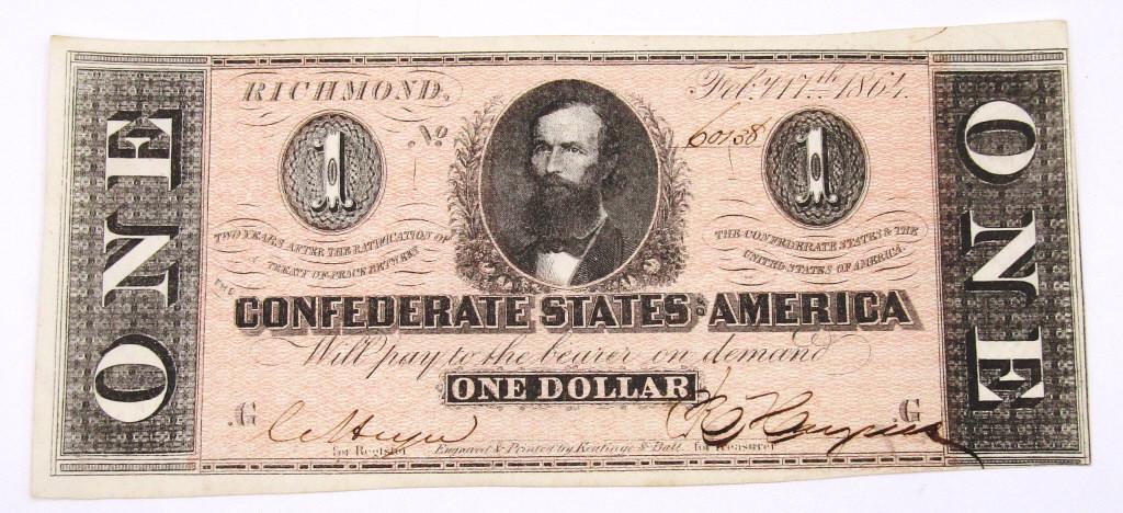 1864 $1 Confederate States Of America