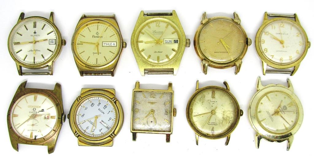(10) Mens Watch Faces Parts / Repair Lot