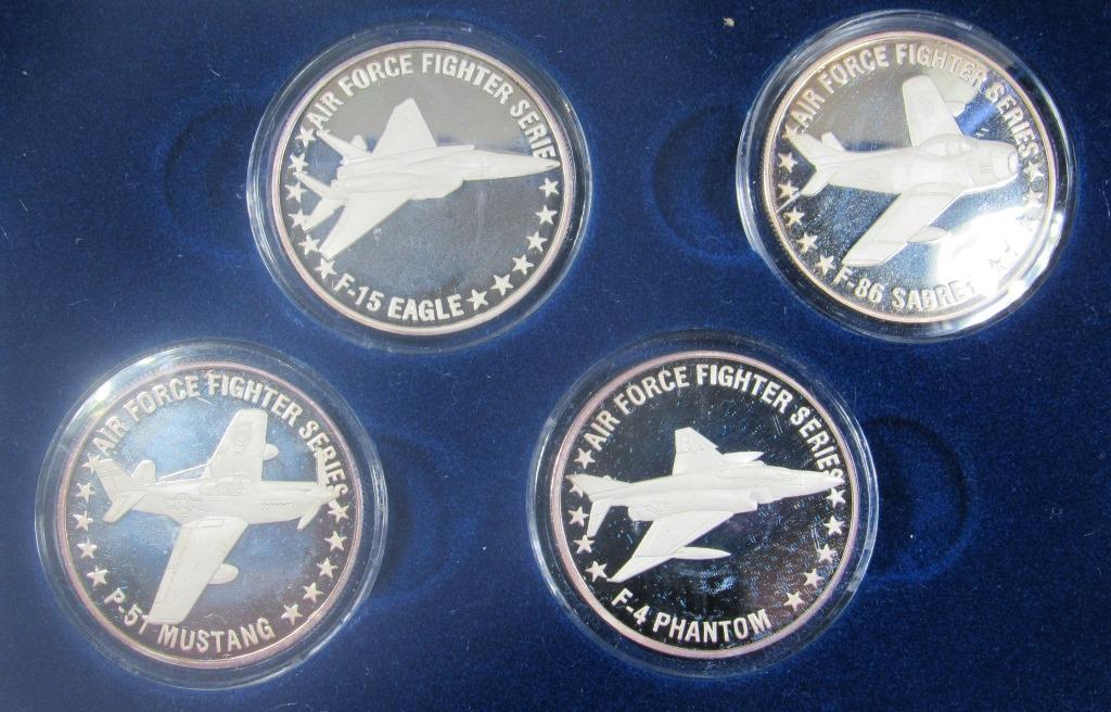 Set Of 4 Air Force Fighter Silver Coins