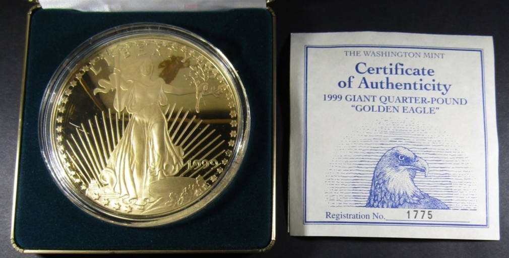 Giant Quarter Pound .999 "golden Eagle"