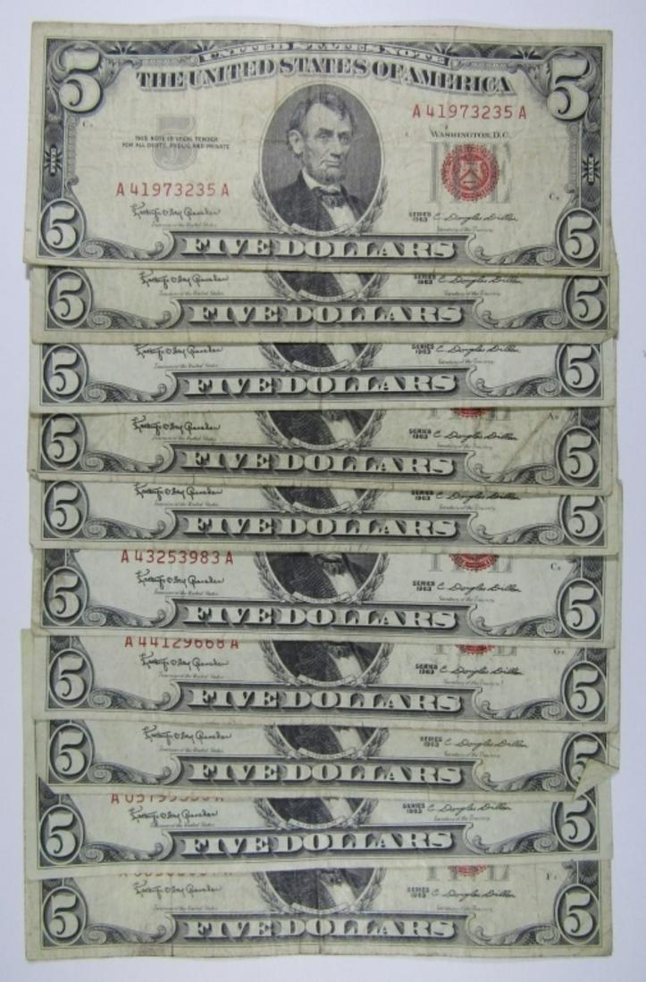 (10) 1963 $5 RED SEAL U.S. NOTES - Mar 23, 2023 | Vintage Auctions ...