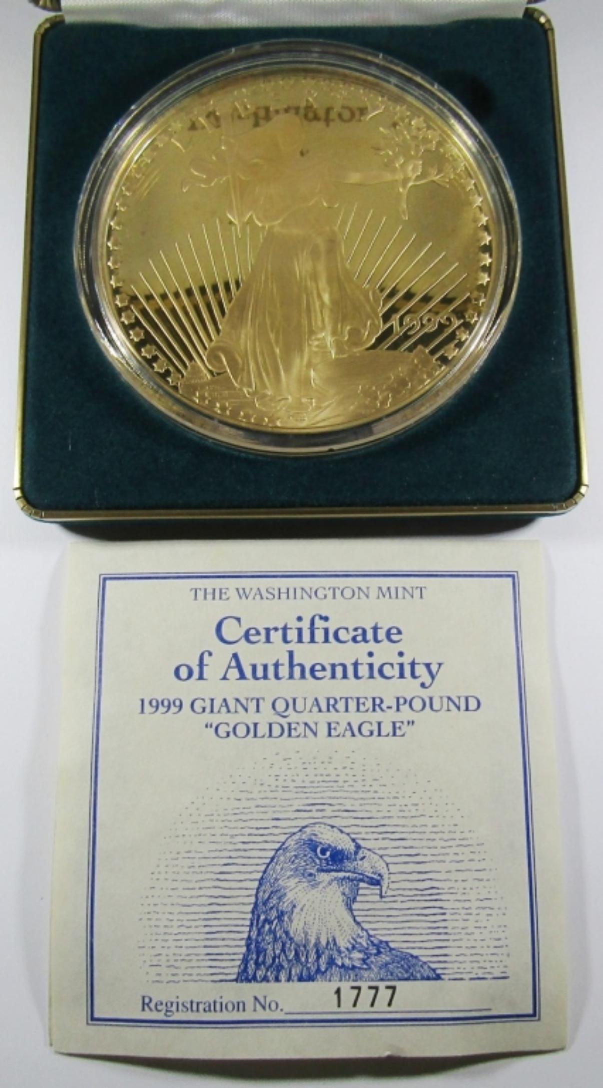 GIANT QUARTER POUND .999 "GOLDEN EAGLE" (#0220) on Mar 23, 2023 ...