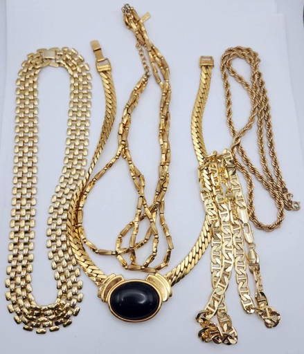 5 Vintage Gold Toned Necklaces: Napier 14k Gp