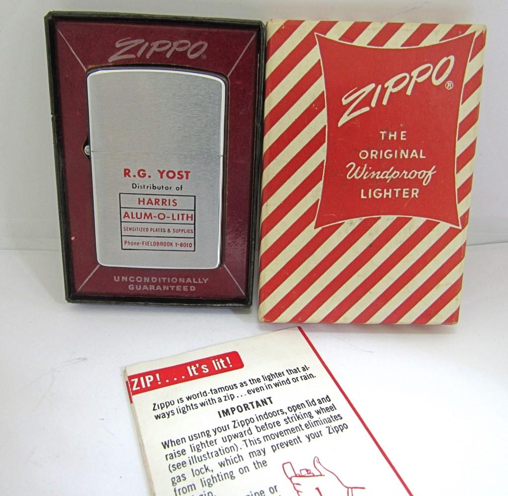 1958 Zippo In Red Candy Stripe Box; Unfired!