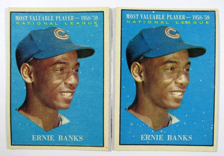 (2) 1961 Topps #485 Ernie Banks Mvp