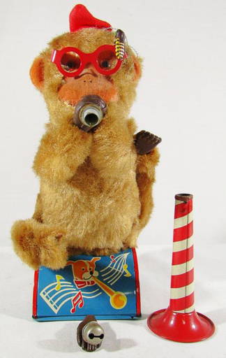 Vintage Alps Japan Trumpet Playing Monkey With