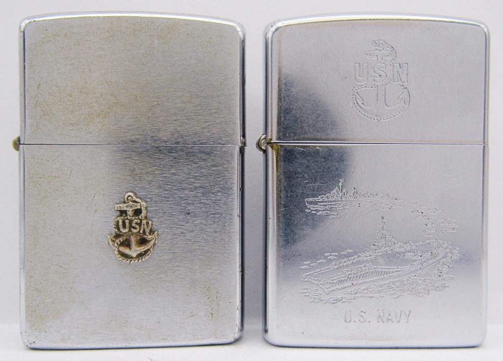 1973 & 1989 Usn Anchor Navy Zippo Lighters
