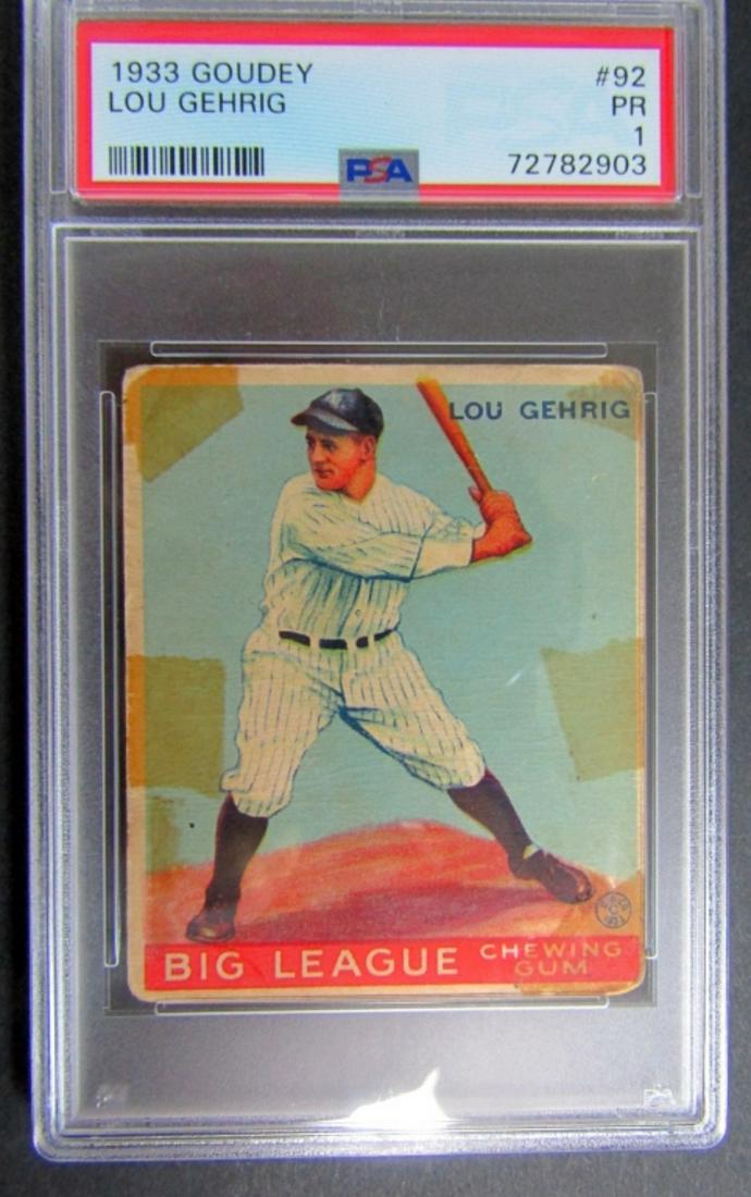 1933 Goudey Lou Gehrig Rookie - Psa Pr1 Auction