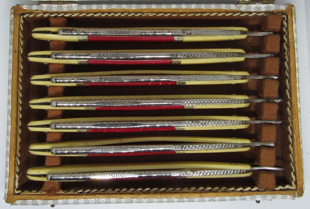 Vintage Solingen 7 Day Straight Razor Set!