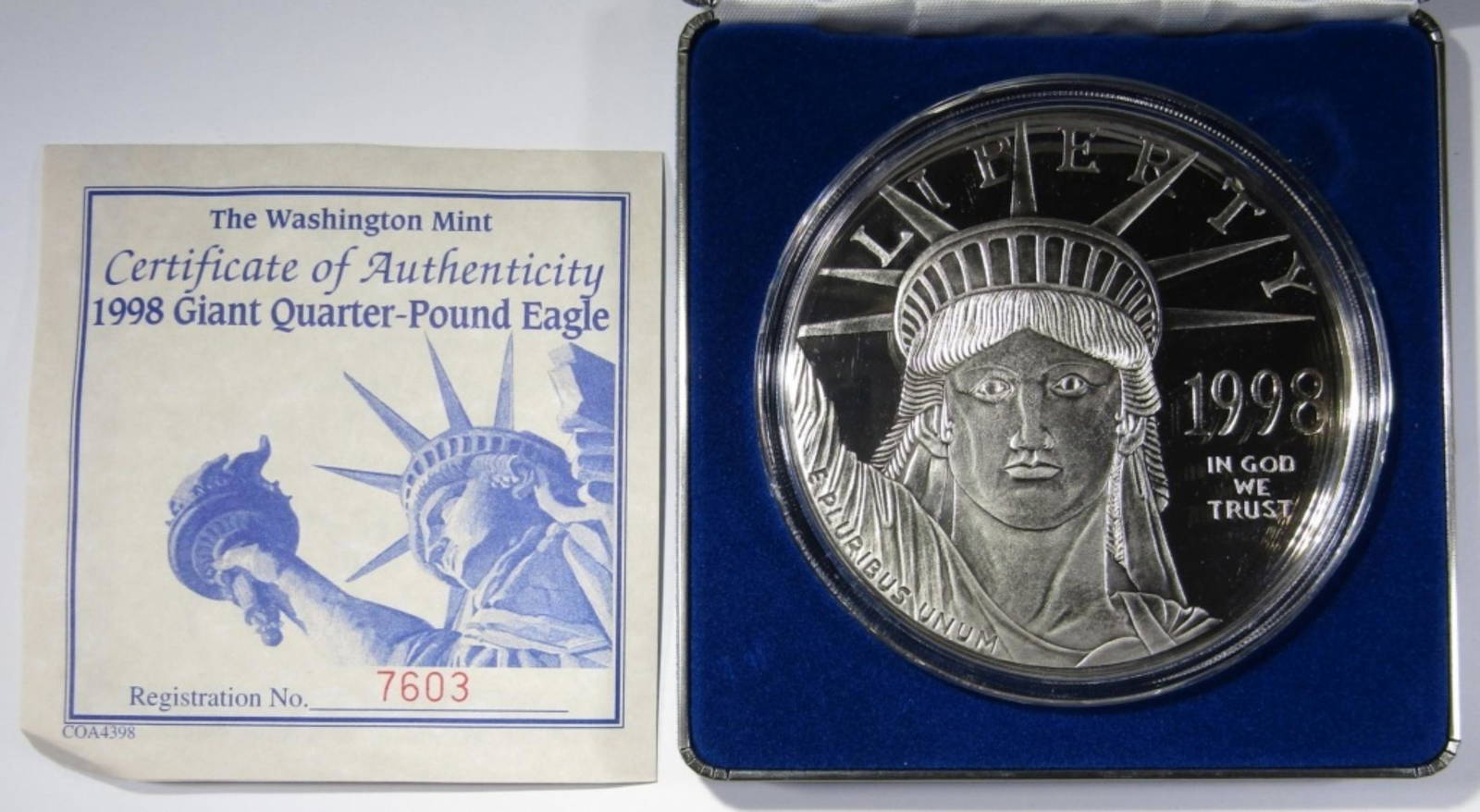 Giant Quarter Pound "platinum Eagle" Auction