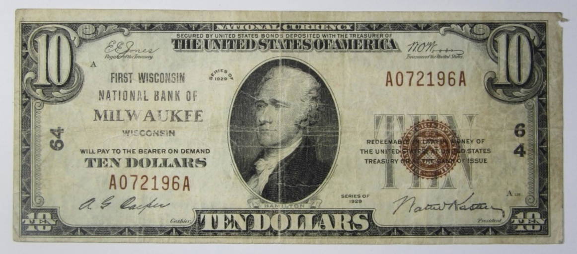 1929 $10 National Currency Bank Note
