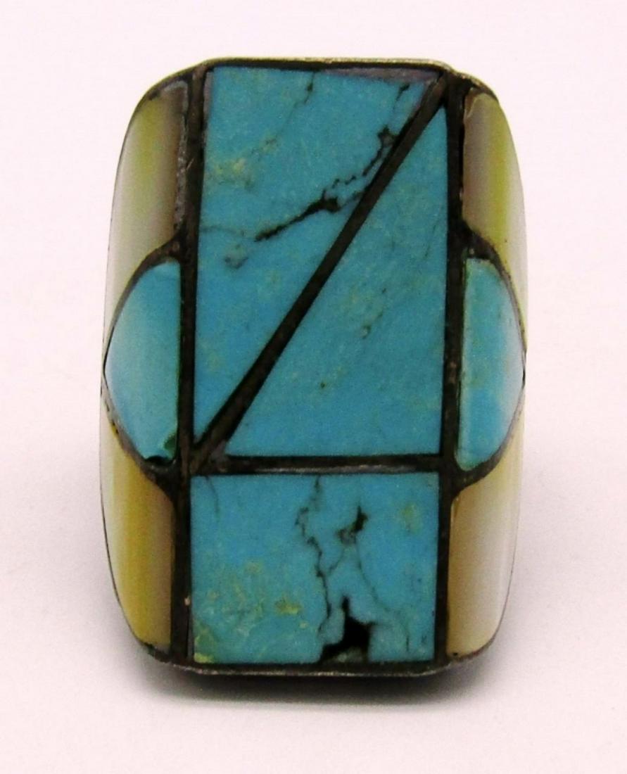 Sterling Inlay Stone Ring Auction