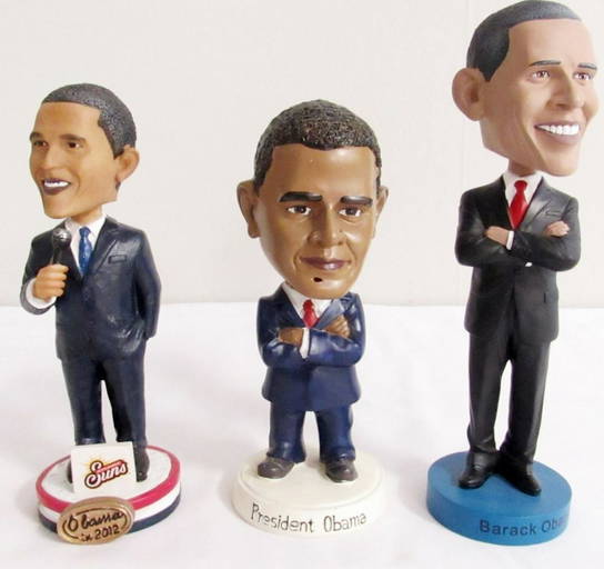 (3) Barack Obama Bobblehead Figures