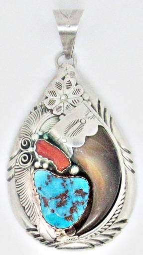 J W Toadlena Sterling Navajo Pendant
