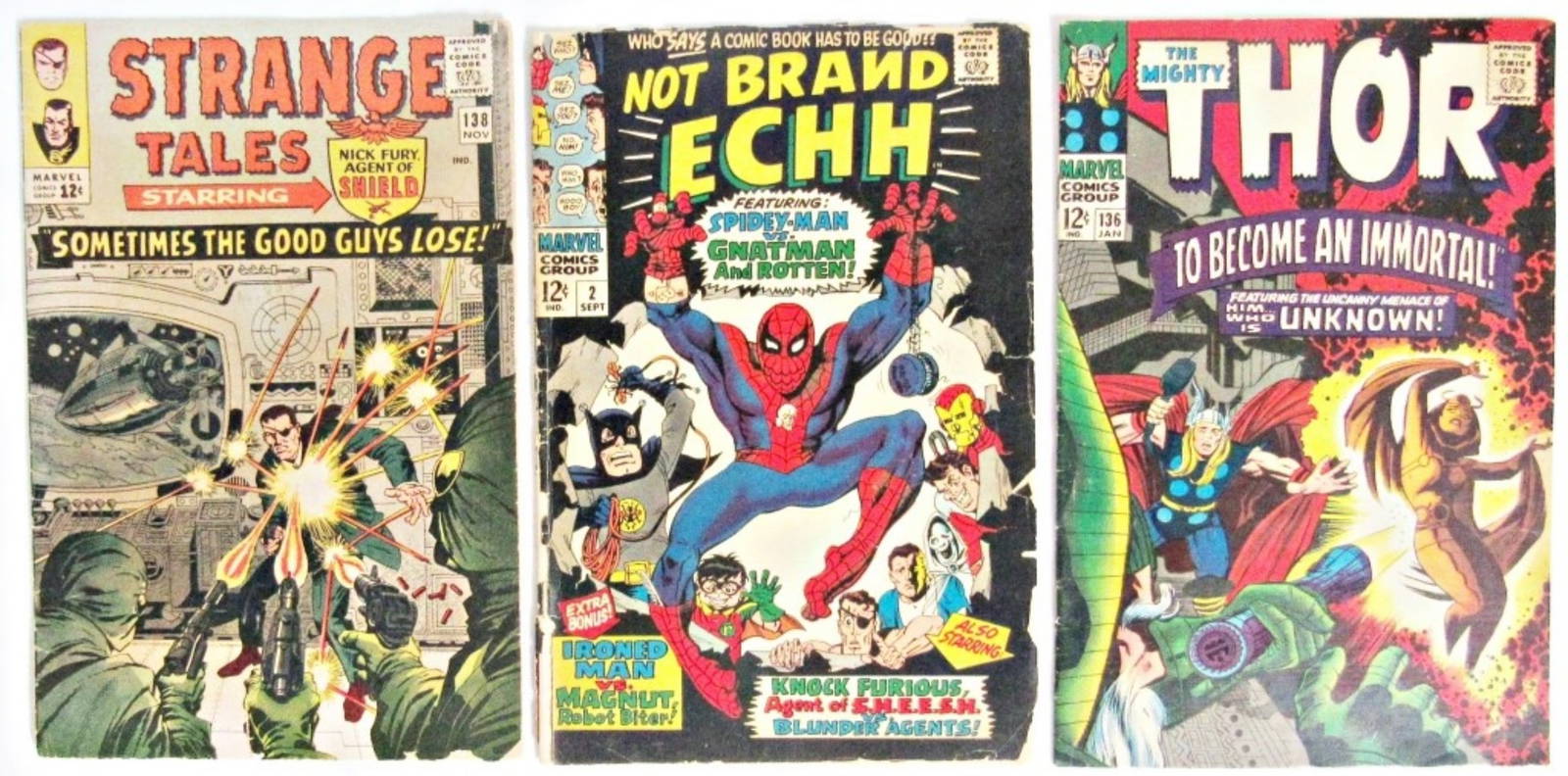 (3) Silver Age Marvel 12c Comics - 1967 Thor Auction