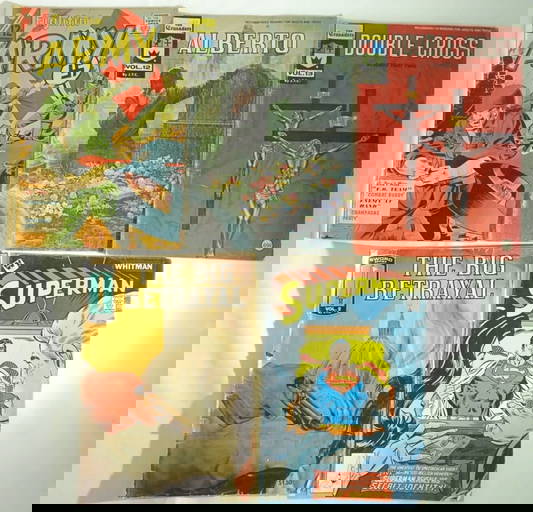 (5) Vintage Comics Fightin Army, Superman,