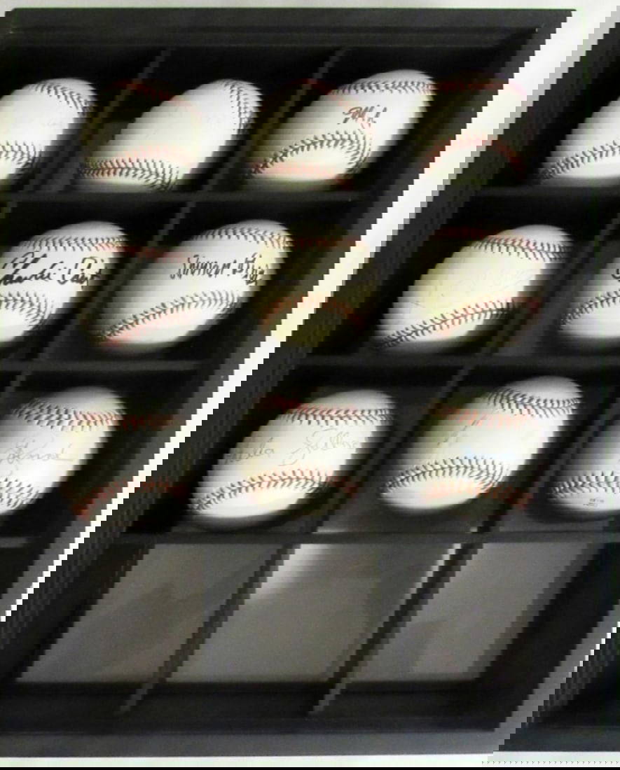 (9) Political Figures Autograph Baseballs In Case Auction