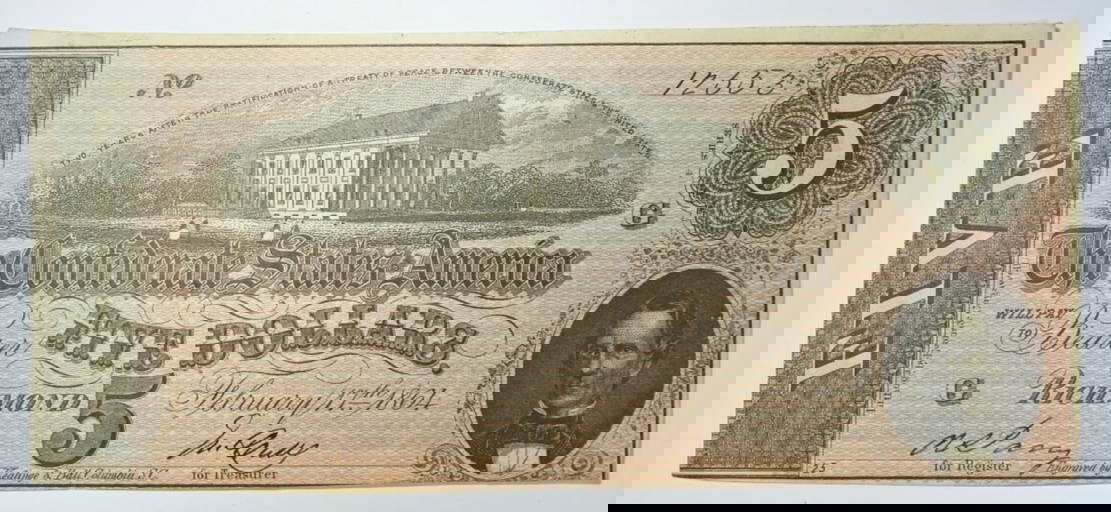 1864 $5 Confederate Note Very Nice
