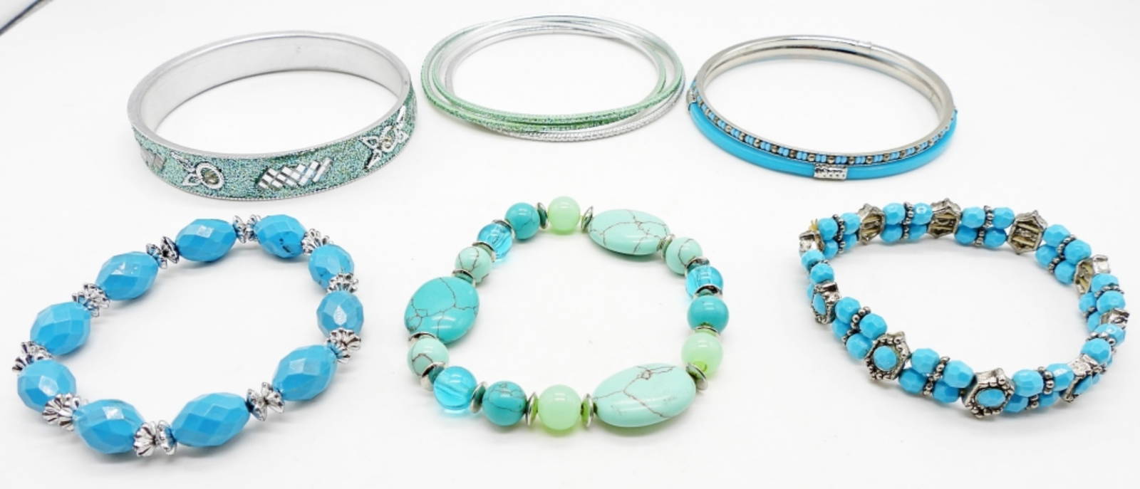 (9) Blue & Teal Bangles & Bracelets Auction
