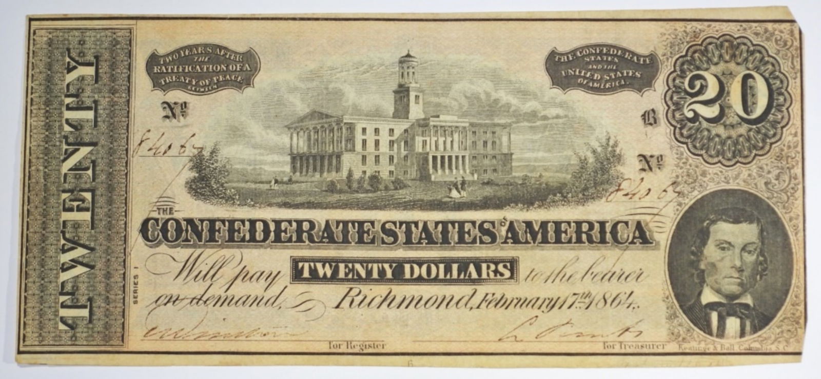 1864 $20 Confederate Note Auction