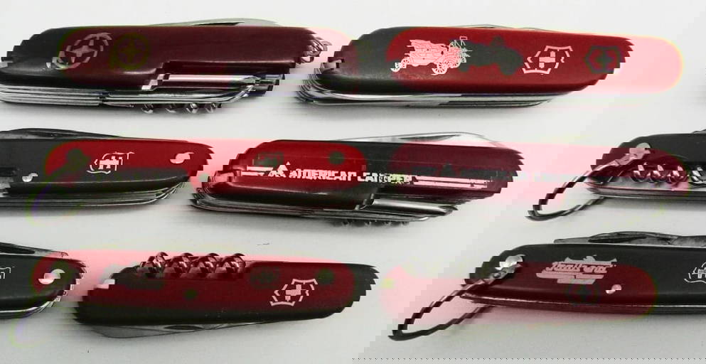 (6) Vintage Multi Tool Red Pocket Knives