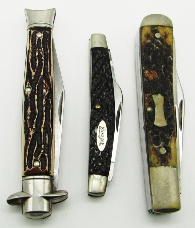 (3) Vintage Folding Pocket Knives Auction