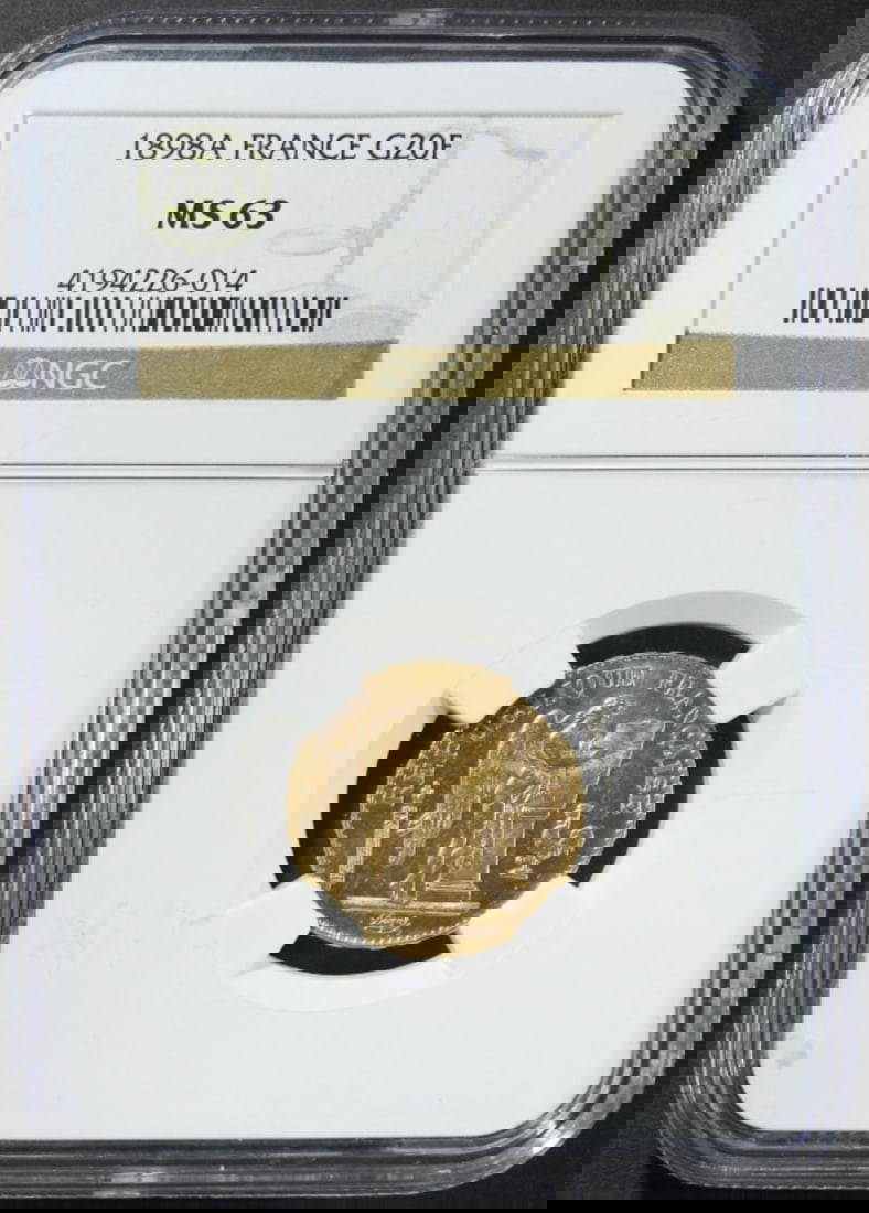 1898a France Gold 20 Francs Ngc Ms-63 Auction