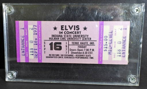 Elvis Presley 1977 Concert Ticket Auction