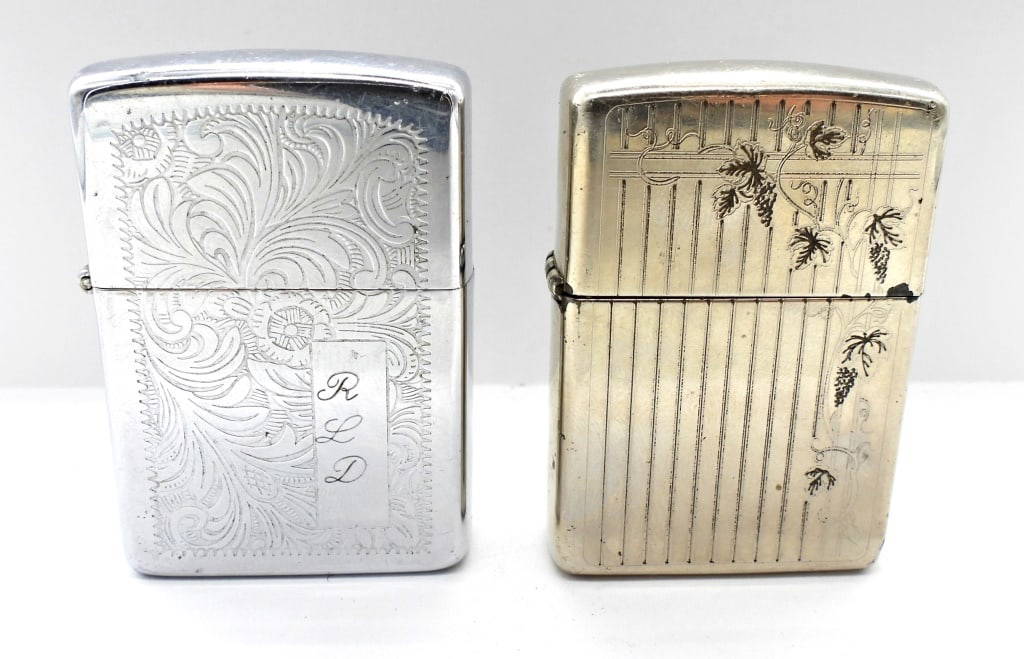 1988 & 1995 Etched Zippo Lighters Auction