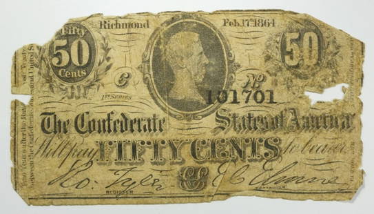 1864 $20 Georgia Confederate Note Auction