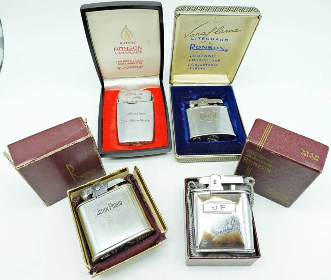 (4) Vintage Ronson Lighters In Boxes Auction