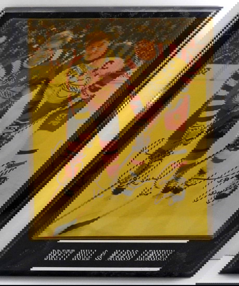 Brett Hull & Mario Lemieux Signed Plaque Auction