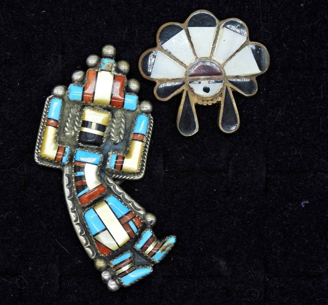 Sterling Zuni Kachina & Sun God Rings Auction