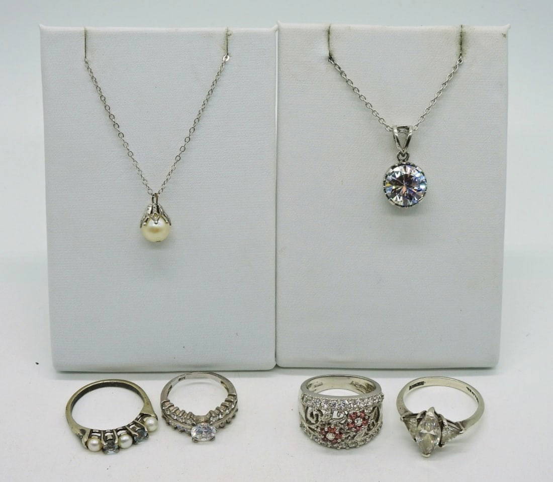 Sterling Blingy Rings & Necklaces Auction