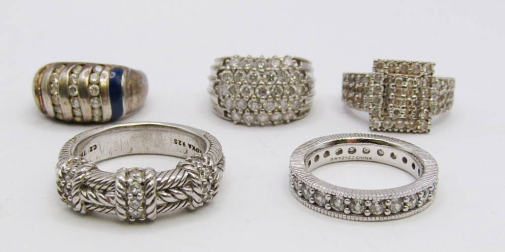 (5) Blingy Clear Gemstone Rings