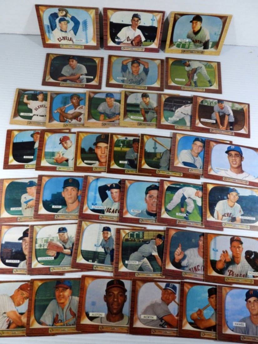 (37) 1955 Bowman Baseball Card Lot Auction