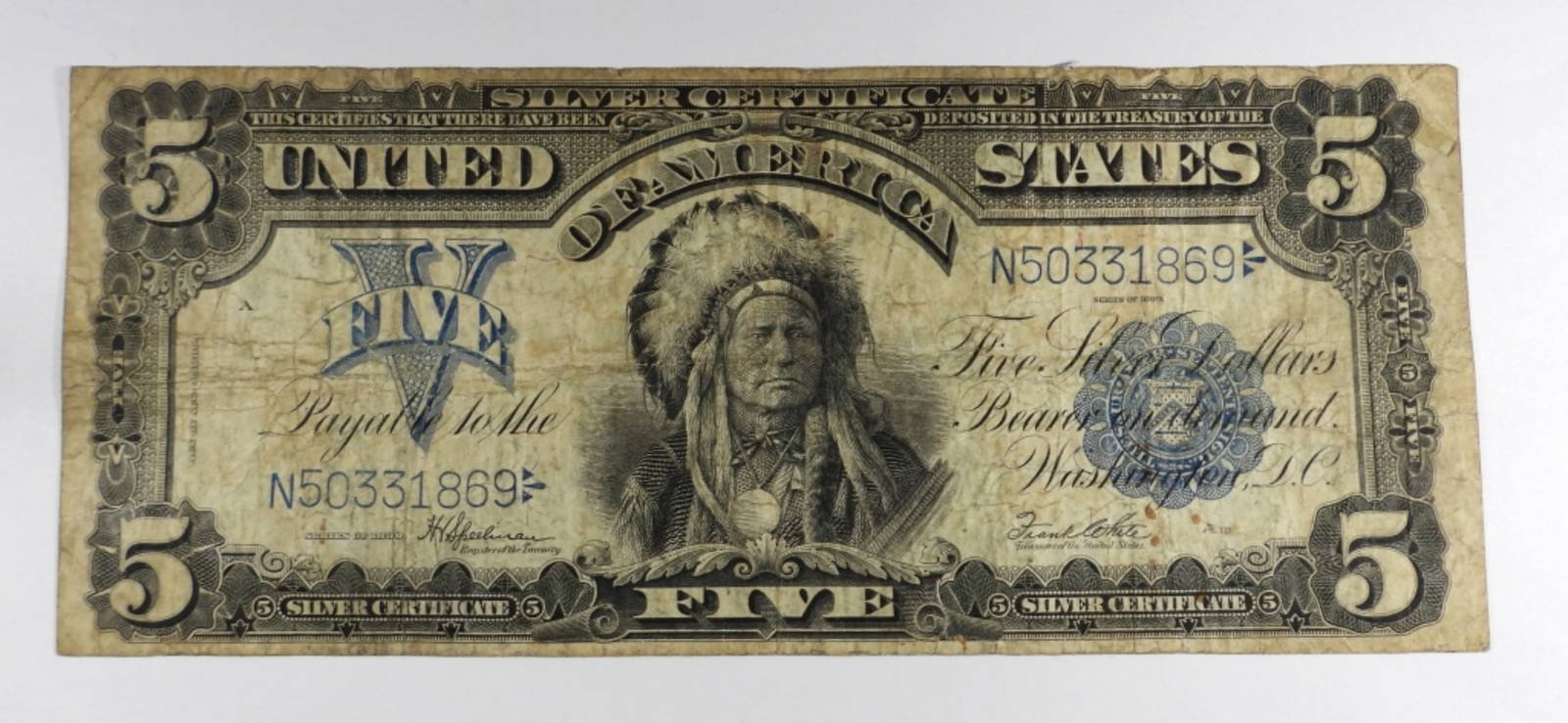 1899 $5 Silver Cert "indian Chief" Note Auction