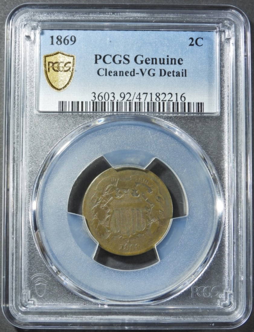 1869 Two Cent Piece Pcgs Genuine Auction