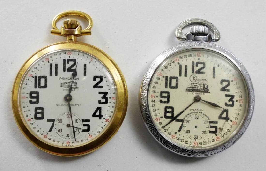 (2) Pocket Watch Train Theme Auction