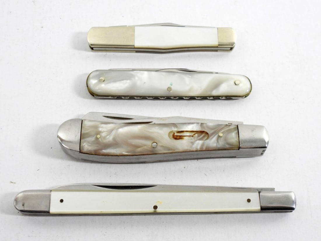 (4) Pearl Handle Pocket Knife Lot Auction