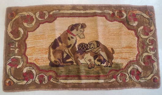 North Carolina Hooked Rug With Dog,