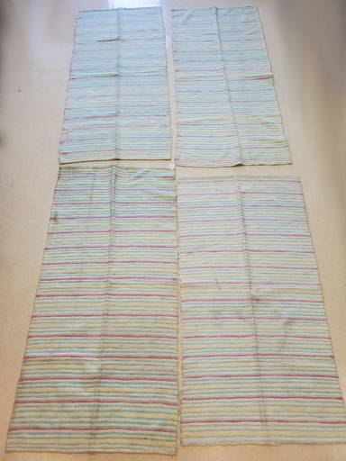 Set Of 4 Vintage Pastel Rag Rugs