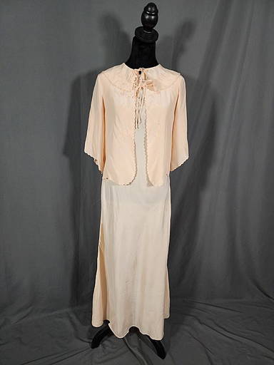 Vintage Pink Silk Nightgown And Matching Boudoir Jacket C1950 B.altman